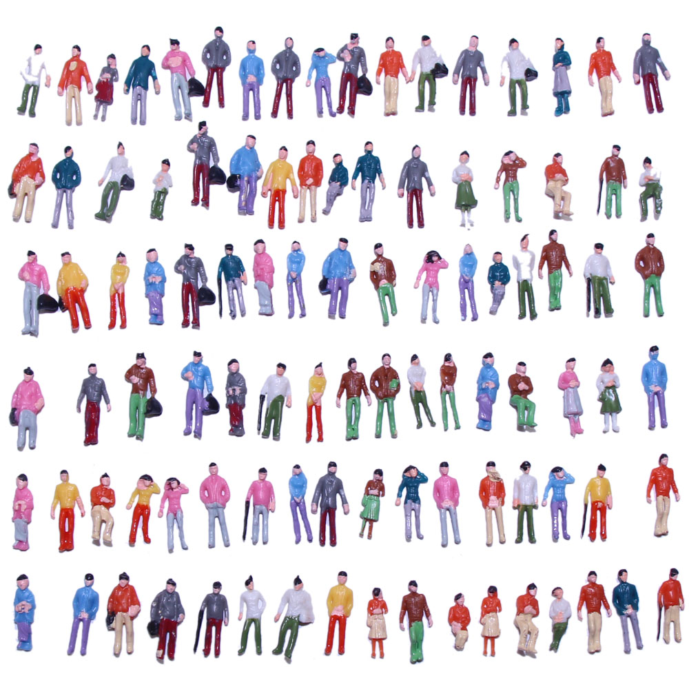 100pcs/200pcs Model Trains 1:87 Painted Figures HO TT Scale People P100 ...
